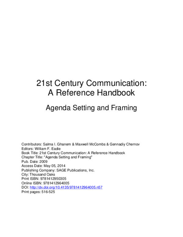 (PDF) Agenda Setting and Framing