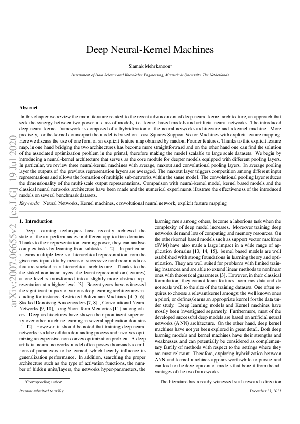 (PDF) Deep Neural-Kernel Machines