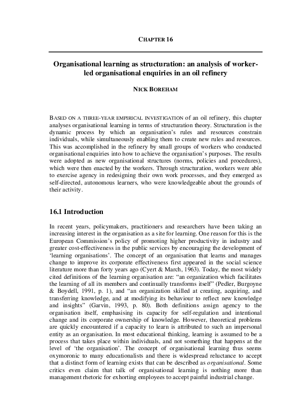 (PDF) Organisational learning as structuration:an analysis of worker ...