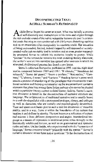 (PDF) Deconstructed Text: Achille Serrao's Retropalco