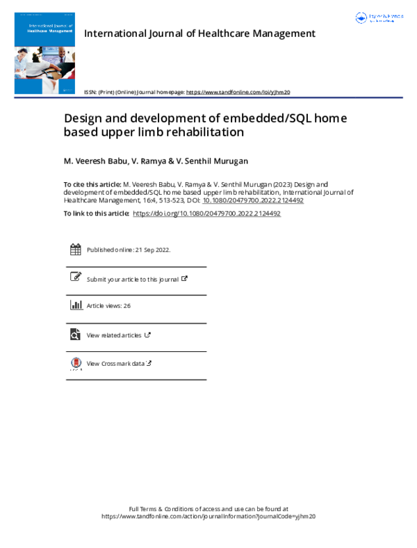 (PDF) Design and development of embedded/SQL home based upper limb ...