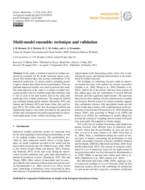 (PDF) Multi-model ensemble: technique and validation