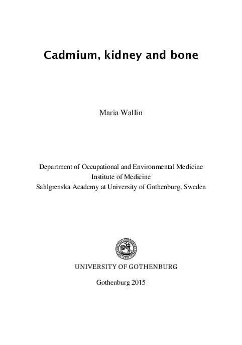(PDF) Cadmium, kidney and bone