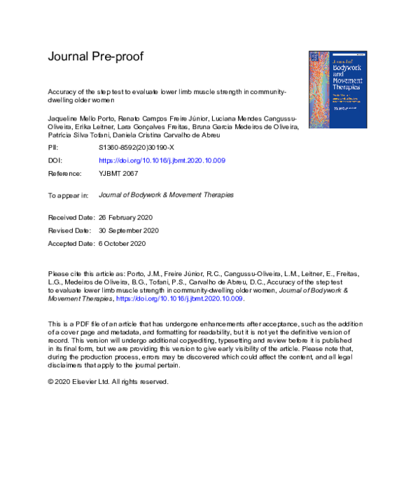 (PDF) Accuracy of the step test to evaluate lower limb muscle strength ...