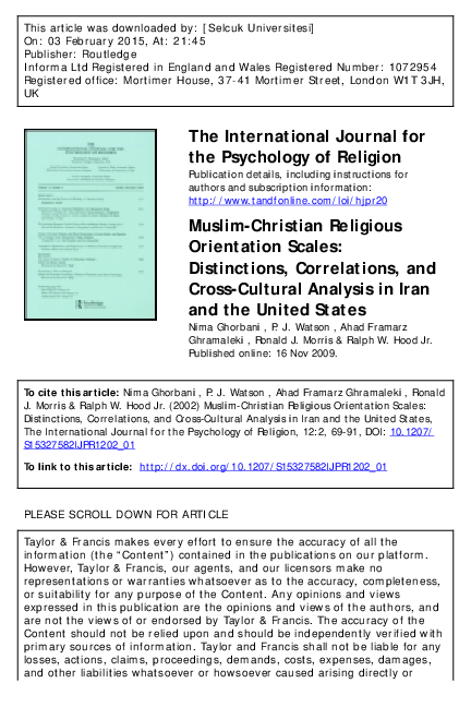 (PDF) Muslim-Christian Religious Orientation Scales: Distinctions ...