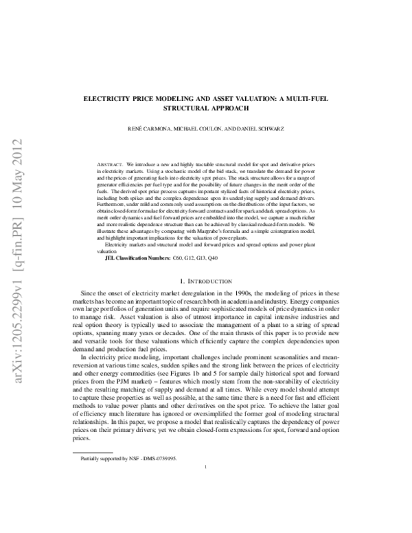 (PDF) Electricity price modelling and asset valuation: A multi-fuel ...