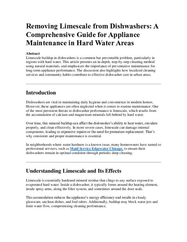 (PDF) Removing Limescale from Dishwashers: A Comprehensive Guide for ...