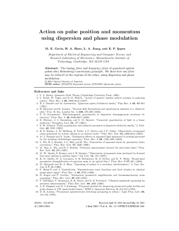 (PDF) Action on pulse position and momentum using dispersion and phase ...