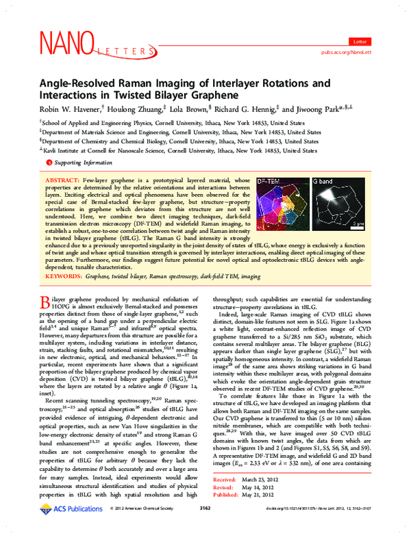 (PDF) Angle-Resolved Raman Imaging of Interlayer Rotations and ...