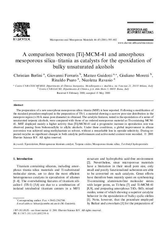 (PDF) A comparison between [Ti]-MCM-41 and amorphous mesoporous silica ...