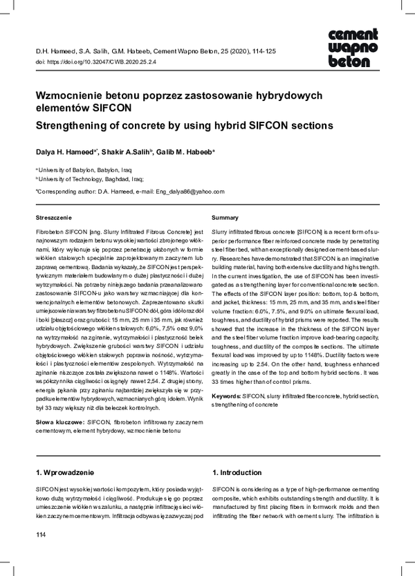 (PDF) Strengthening of concrete by using hybrid SIFCON sections