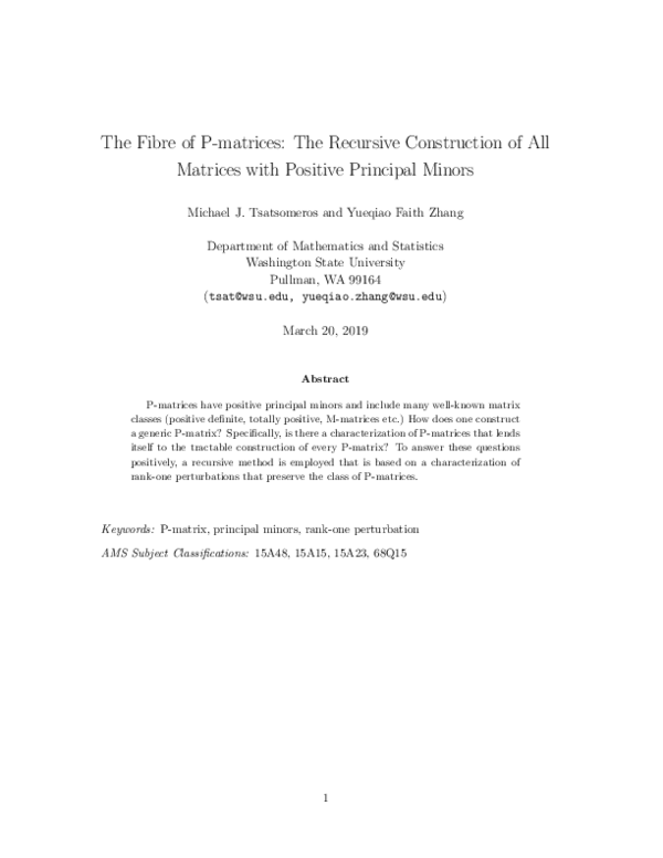 (PDF) The fibre of P-matrices: the recursive construction of all ...
