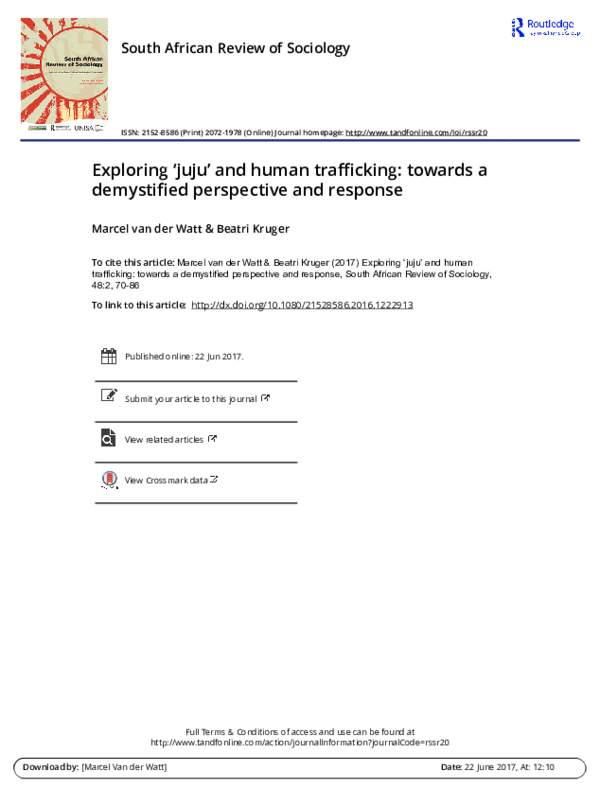 (PDF) Exploring ‘juju’ and human trafficking: towards a demystified ...