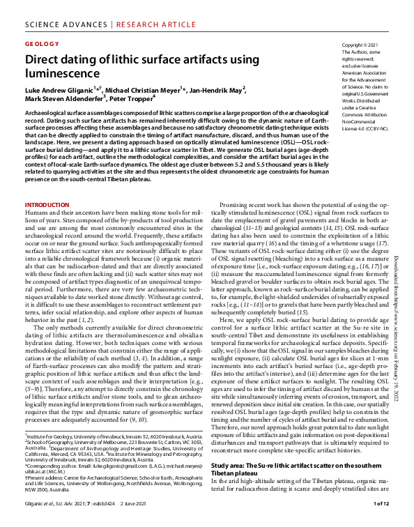 (PDF) Direct dating of lithic surface artifacts using luminescence
