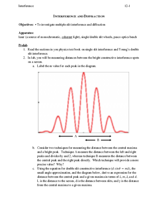 (PDF) Interference and Diffraction