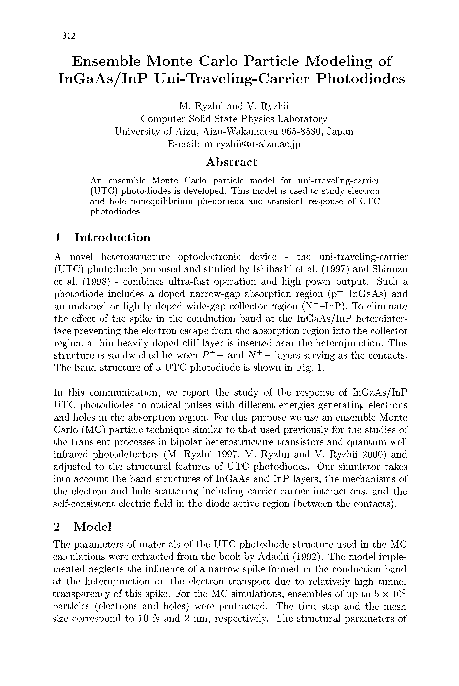 (PDF) Ensemble Monte Carlo Particle Modeling of IngaAs/InP Uni ...