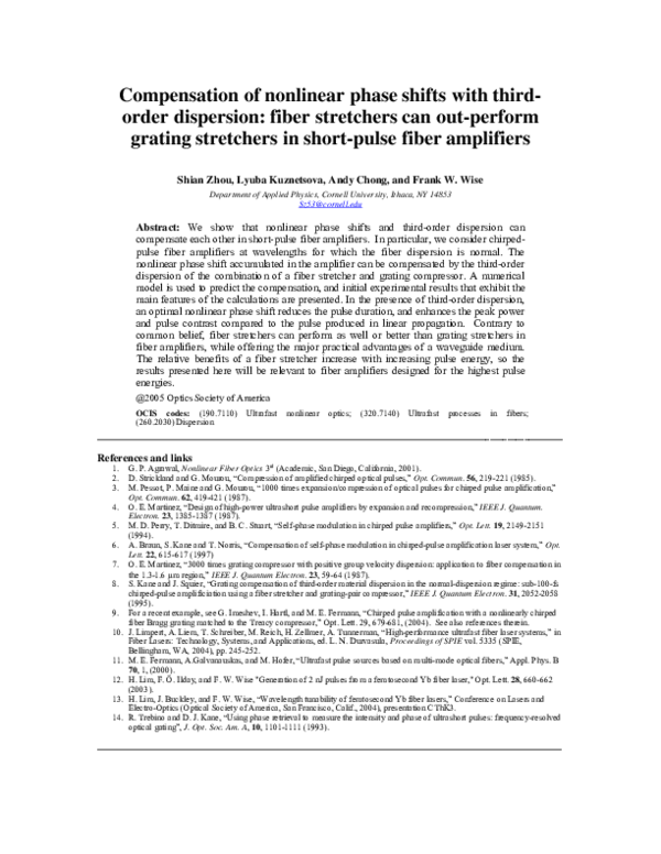 (PDF) Compensation of nonlinear phase shifts with third-order ...