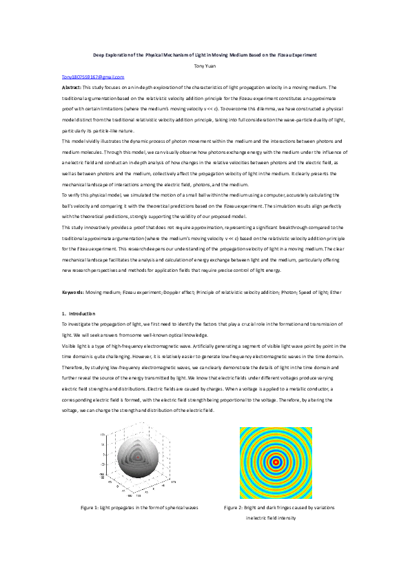 (PDF) Deep Exploration of the Physical Mechanism of Light in Moving ...