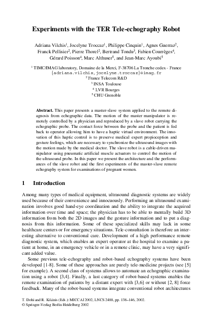 (PDF) Experiments with the TER Tele-echography Robot