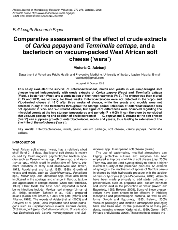 (PDF) Comparative assessment of the effect of crude extracts of Carica ...