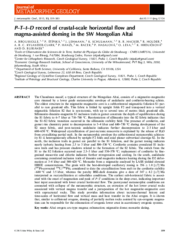 (PDF) P-T-t-D record of crustal-scale horizontal flow and magma ...