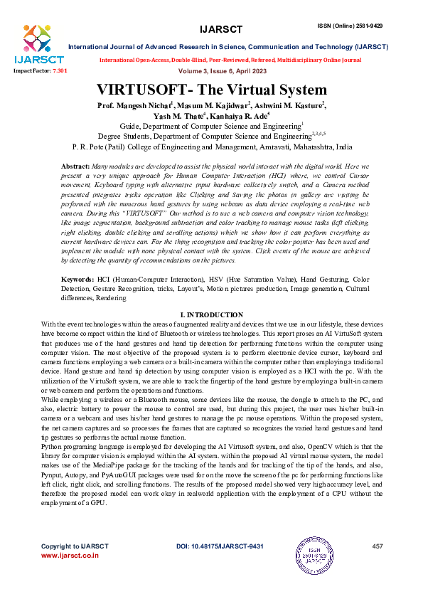 (PDF) VIRTUSOFT- The Virtual System