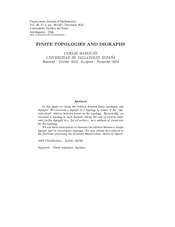 (PDF) Finite Topologies and Digraphs