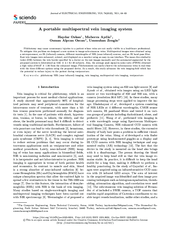 (PDF) A portable multispectral vein imaging system