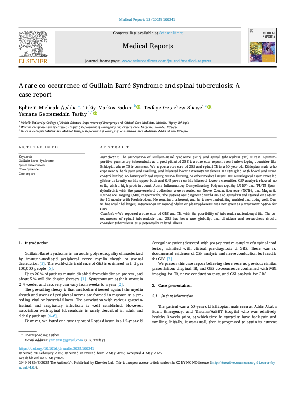 (PDF) A rare co-occurrence of Guillain-Barré Syndrome and spinal ...