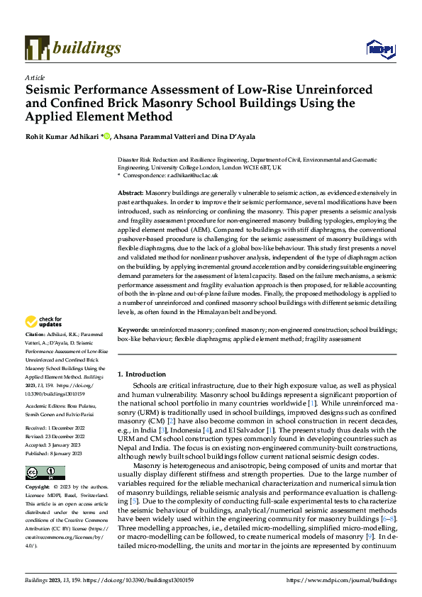 (PDF) Seismic Performance Assessment of Low-Rise Unreinforced and ...
