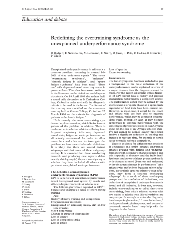 (PDF) Redefining the overtraining syndrome as the unexplained ...