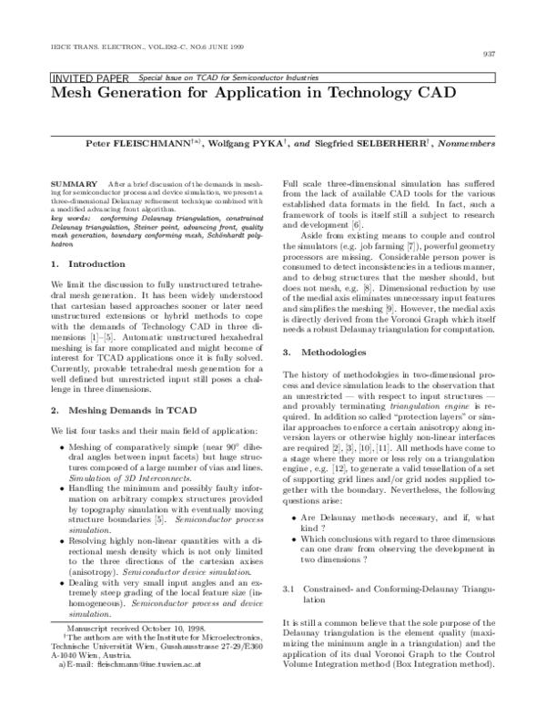(PDF) Mesh generation for application in technology CAD