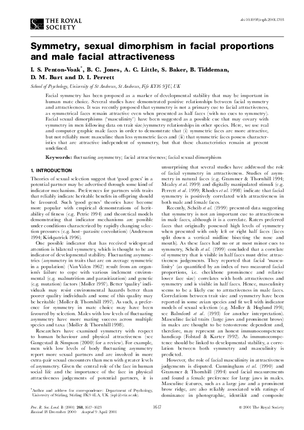 (PDF) Symmetry, sexual dimorphism in facial proportions and male facial ...