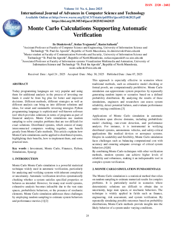 (PDF) Monte Carlo Calculations Supporting Automatic Verification