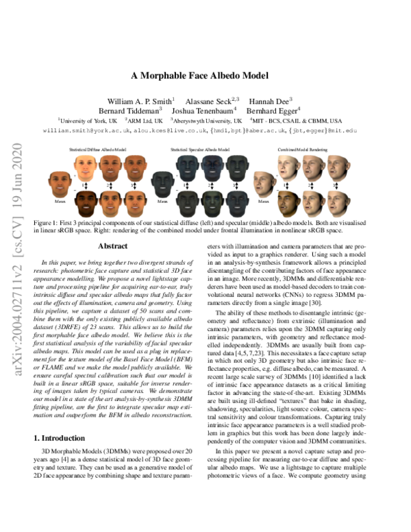 (PDF) A Morphable Face Albedo Model