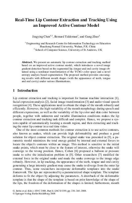 (PDF) Real-Time Lip Contour Extraction and Tracking Using an Improved ...