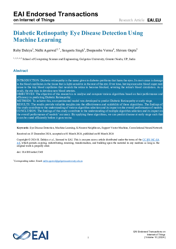 (PDF) Diabetic Retinopathy Eye Disease Detection Using Machine Learning