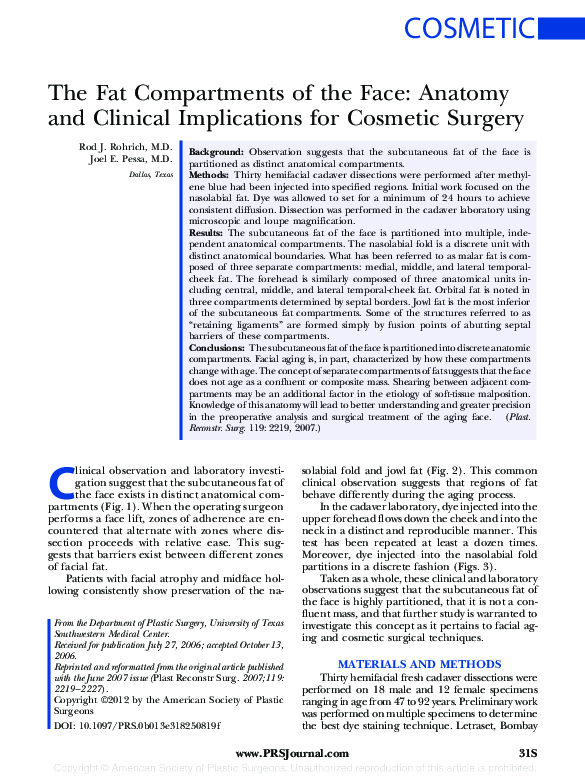(PDF) The Fat Compartments of the Face: Anatomy and Clinical ...