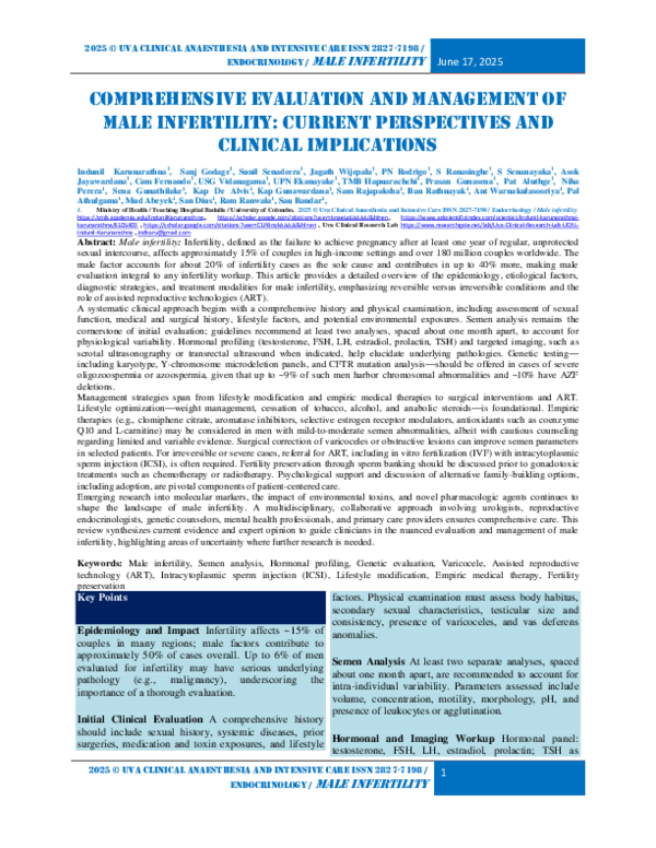 (PDF) Comprehensive Evaluation and Management of Male Infertility ...