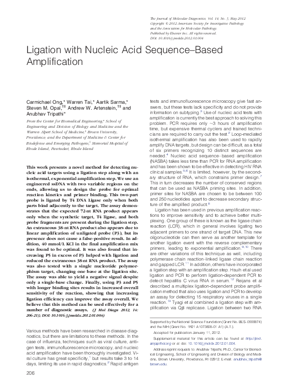 (PDF) Ligation with Nucleic Acid Sequence–Based Amplification