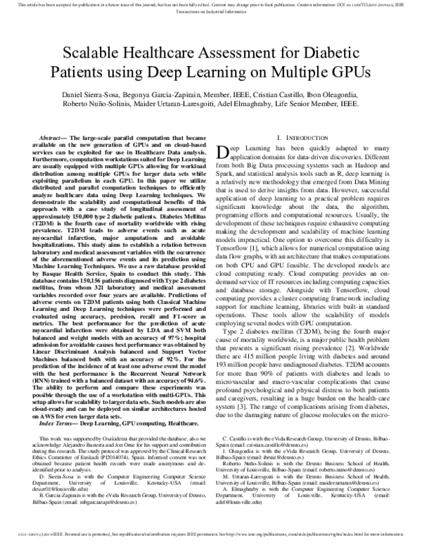 (PDF) Scalable Healthcare Assessment for Diabetic Patients Using Deep Learning on Multiple GPUs