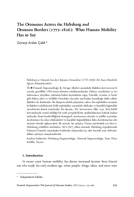 (PDF) The Ottomans Across the Habsburg and Ottoman Borders (1772-1826 ...