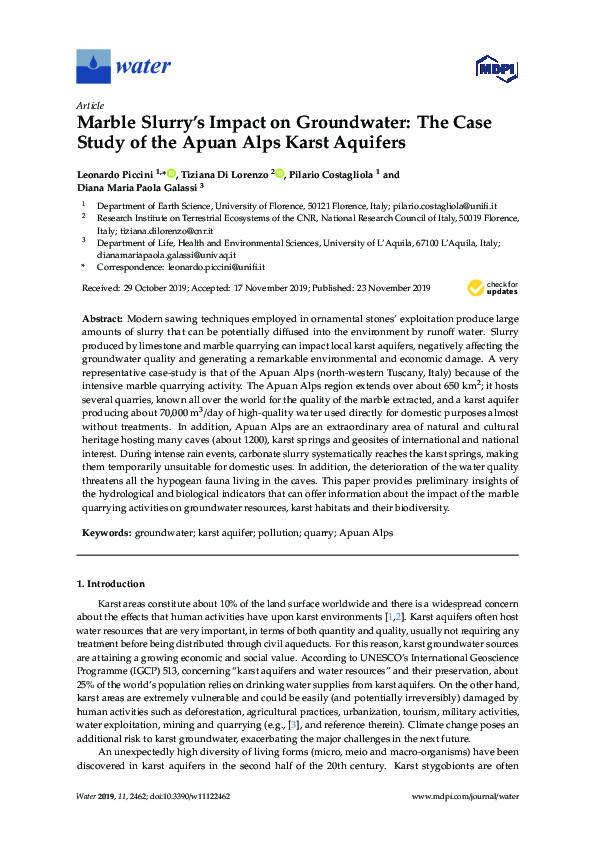 (PDF) Marble Slurry’s Impact on Groundwater: The Case Study of the ...