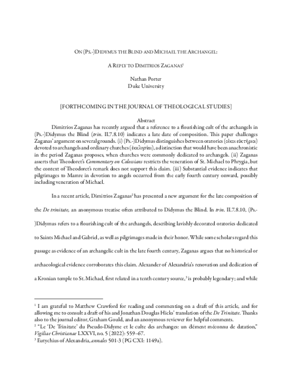 (PDF) On (Ps.-)Didymus the Blind and Michael the Archangel: A Reply to ...
