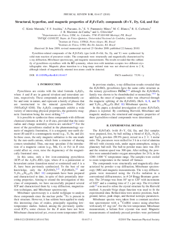 (PDF) Structural, hyperfine, and magnetic properties ...