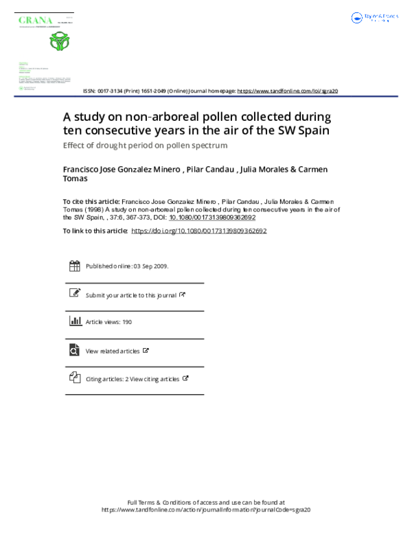 (PDF) A study on non‐arboreal pollen collected during ten consecutive ...