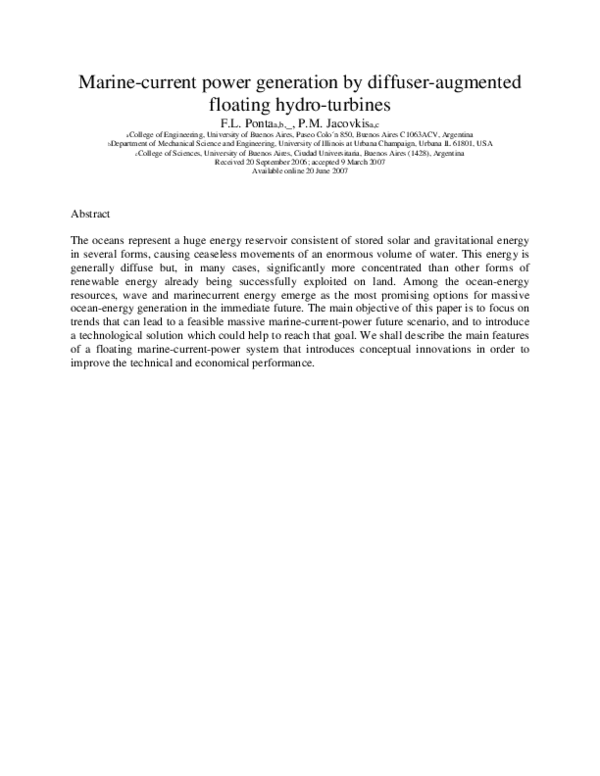 (PDF) Marine-current power generation by diffuser-augmented floating ...