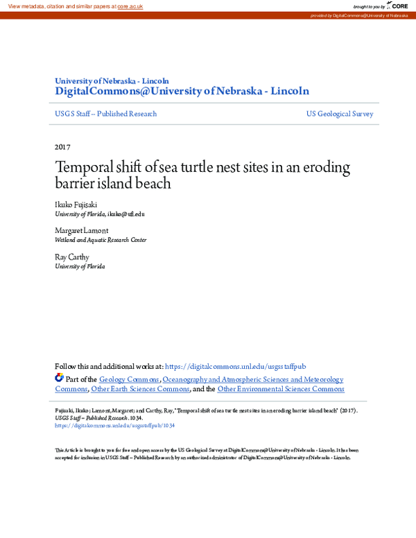 (PDF) Temporal shift of sea turtle nest sites in an eroding barrier ...