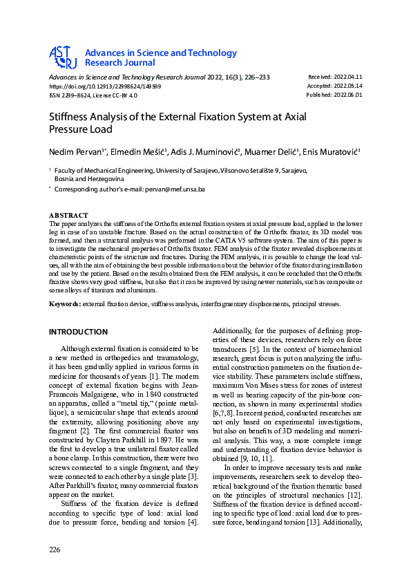 (PDF) Stiffness Analysis of the External Fixation System at Axial Pressure Load