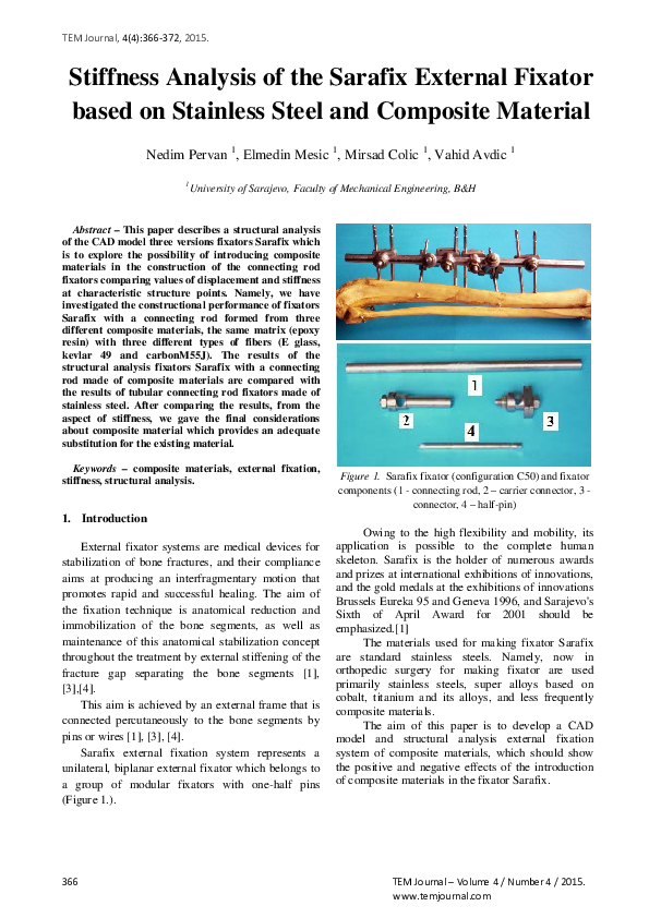 (PDF) Stiffness Analysis of the Sarafix External Fixator based on ...